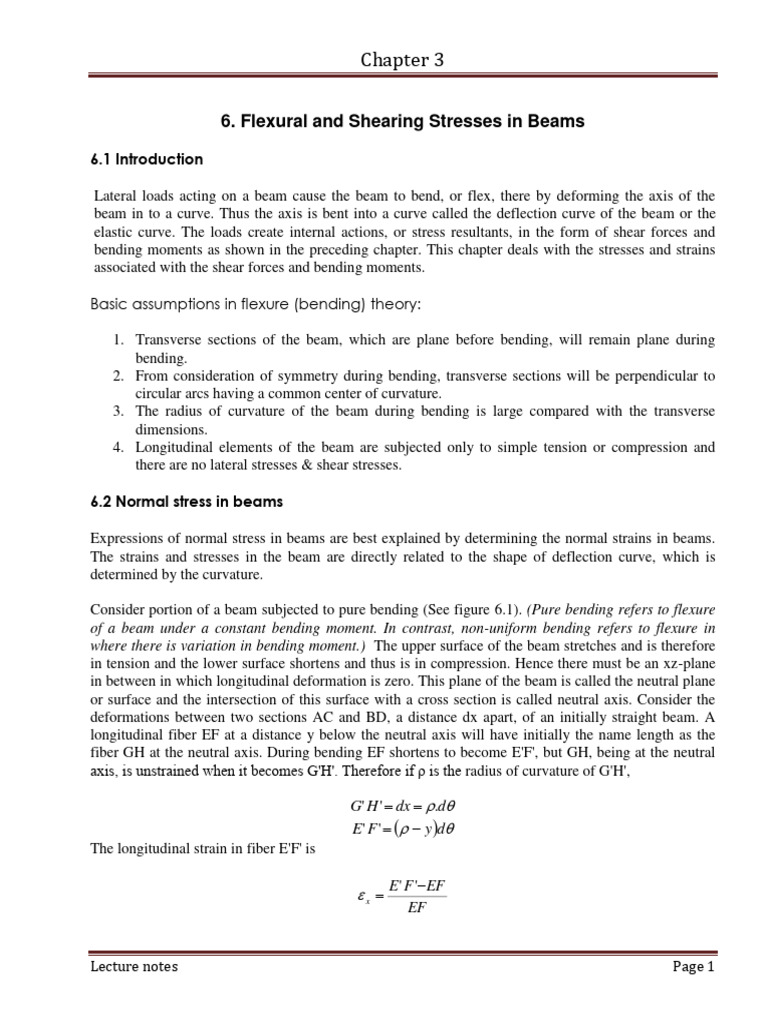 Chapter 6 Flexural and Shearing Stresses in Beams | PDF | Bending | Beam (Structure)