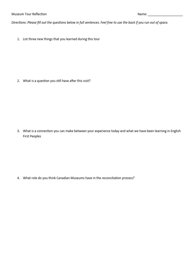 Museum Tour Reflection | PDF | Foreign Language Studies | Career & Growth