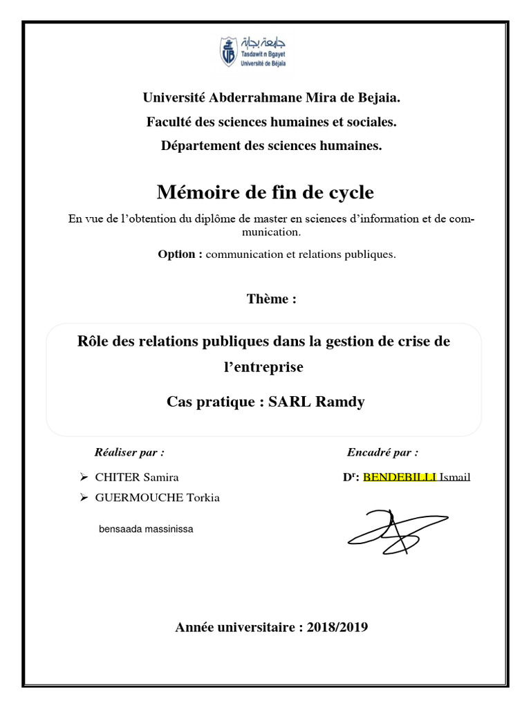 Rôle Des Relations Publiques Dans La Gestion de Crise de L'entreprise | PDF | la communication ...