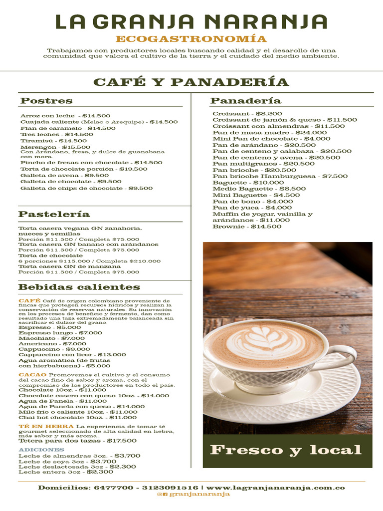 Granja Naranja Menu 2022 | PDF | Ingredientes de comida | Comida y bebida