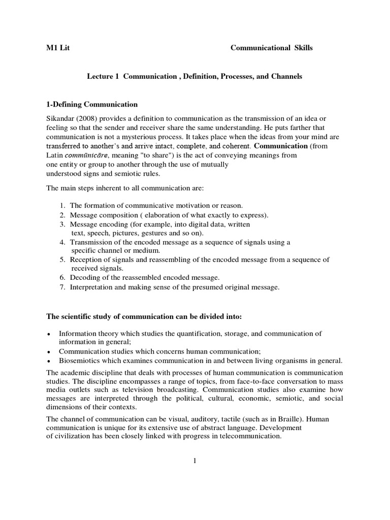 Lecture 1 | PDF | Communication | Information