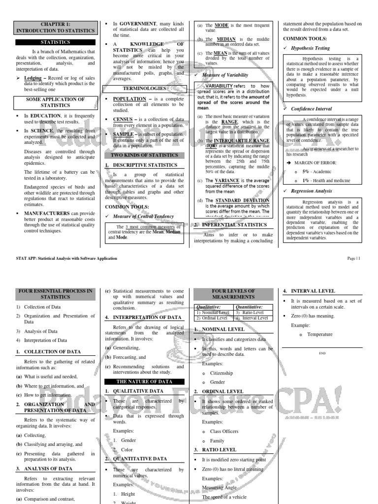 Statapp Chapter 1 121928 | PDF | Statistics | Level Of Measurement