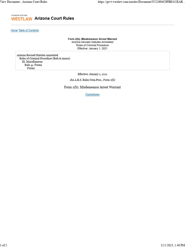 View Document - Arizona Court Rules Arrest Warrent | PDF