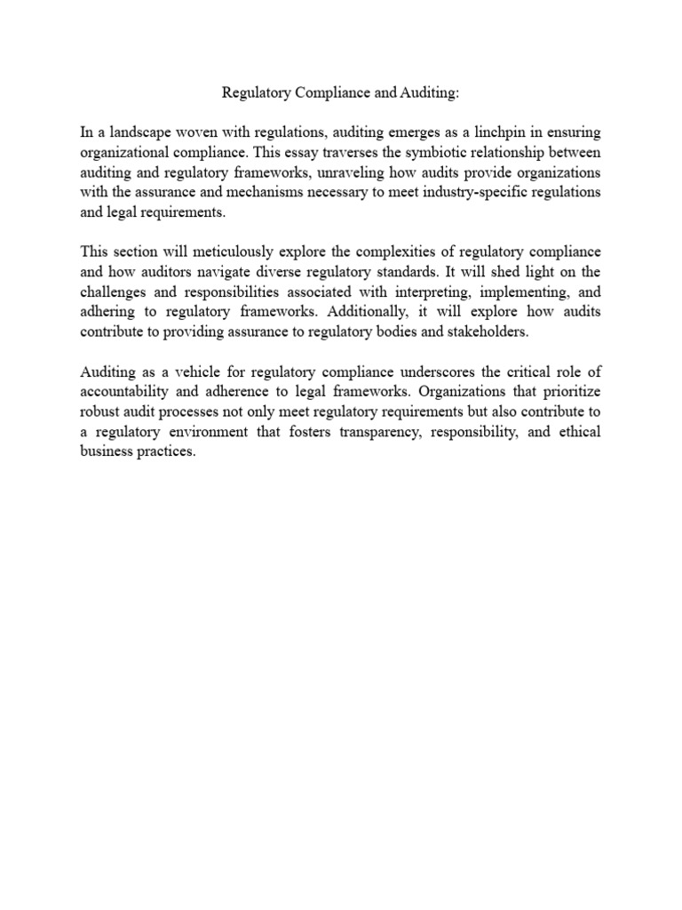 Regulatory Compliance and Auditing | PDF