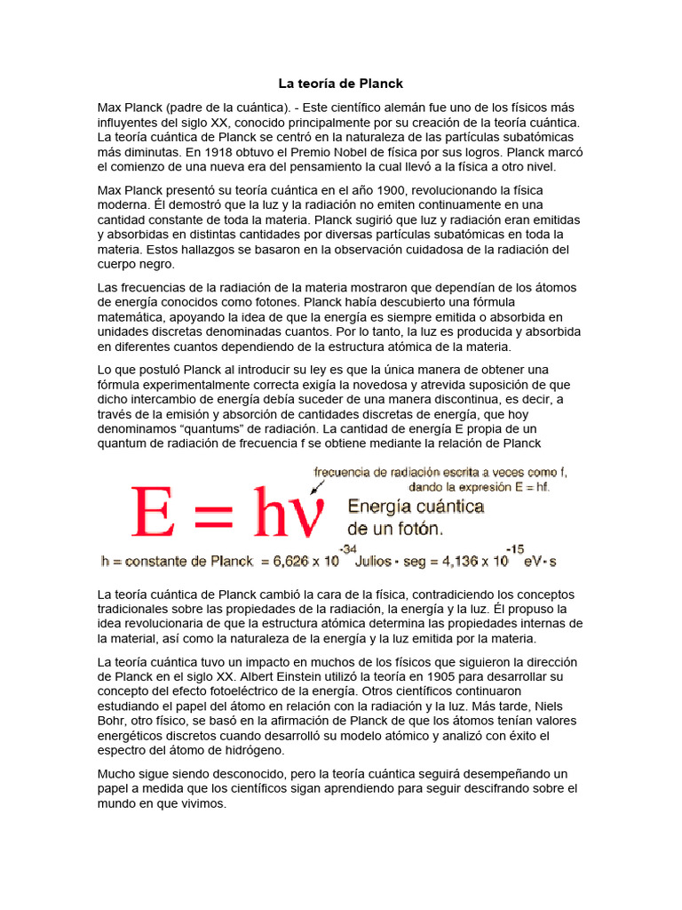La teoría de Planck | PDF | Mecánica cuántica | Átomos