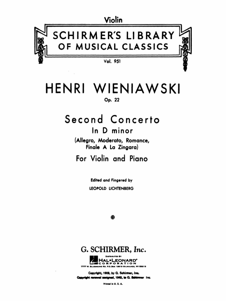 Wieniawski Violin Concerto No.2 | PDF