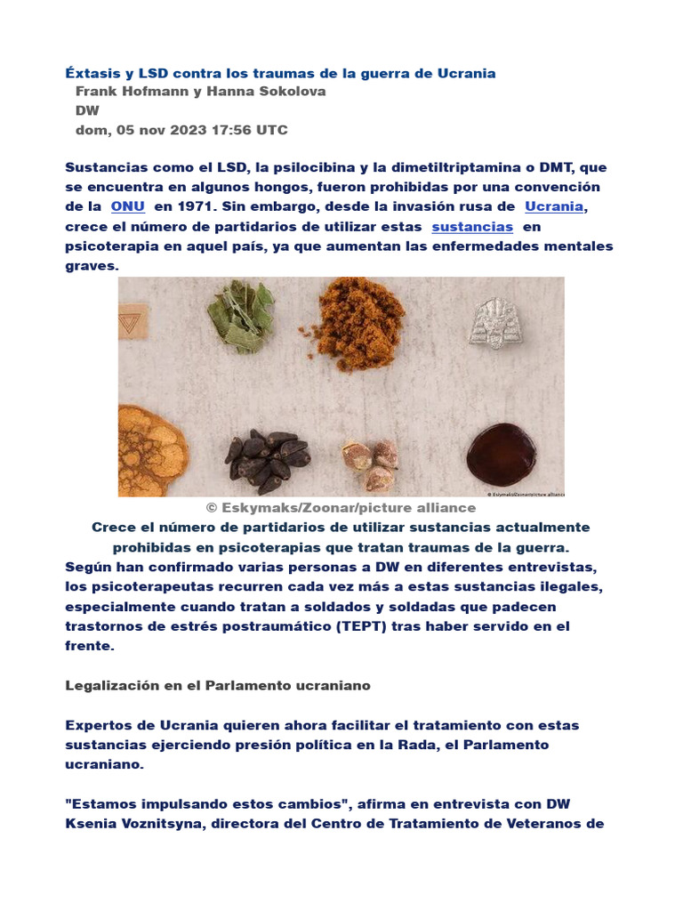 Extasis y LSD Como Terapia para El Sindrome de Estress Post Traumatico | PDF | Mdma | Drogas