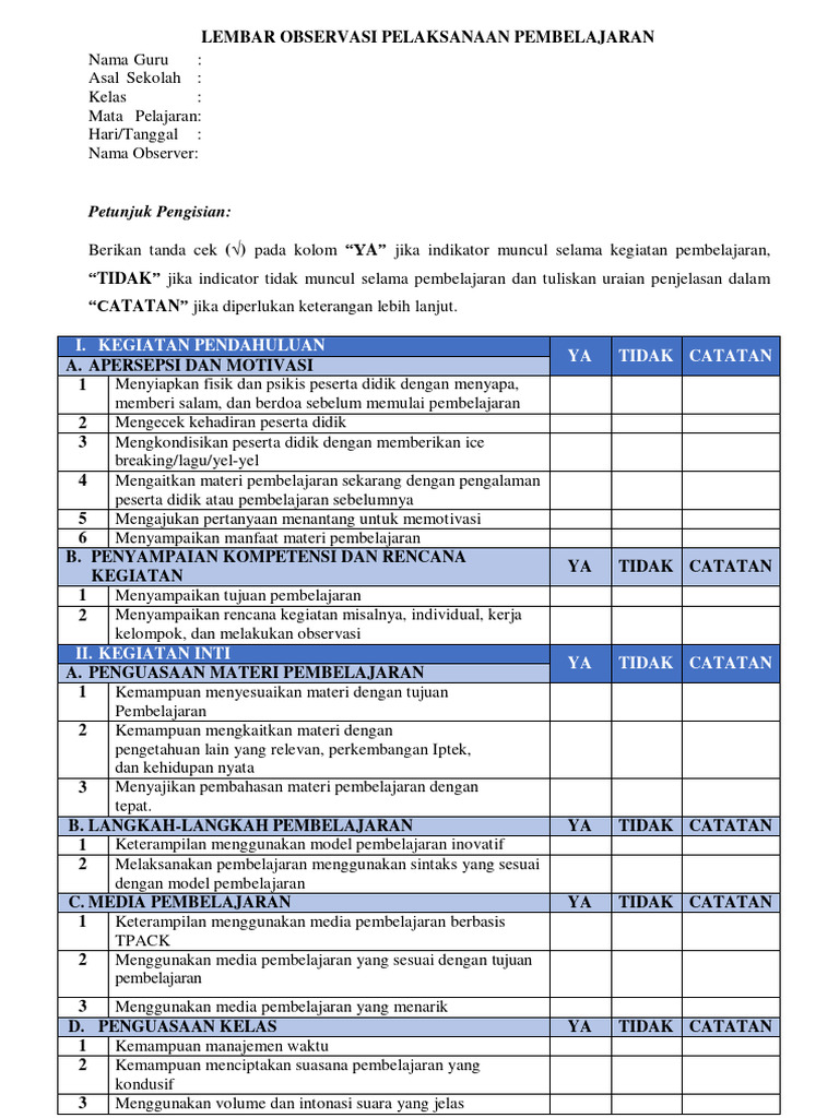 Lembar Observasi | PDF | Karier & Perkembangan | Seni