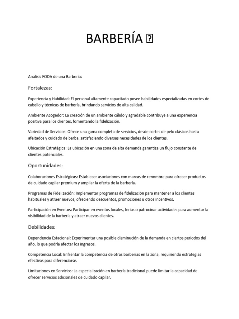 Proyecto de Barbería | Descargar gratis PDF | Calidad (comercial ...