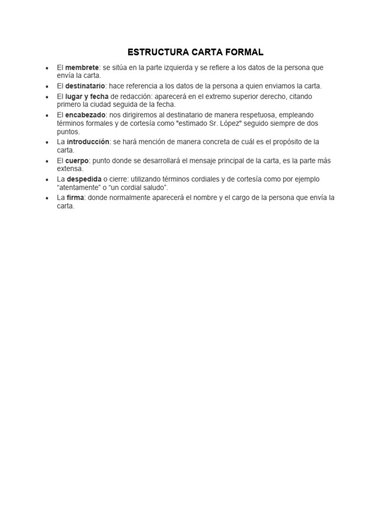 Estructura Carta Formal | PDF