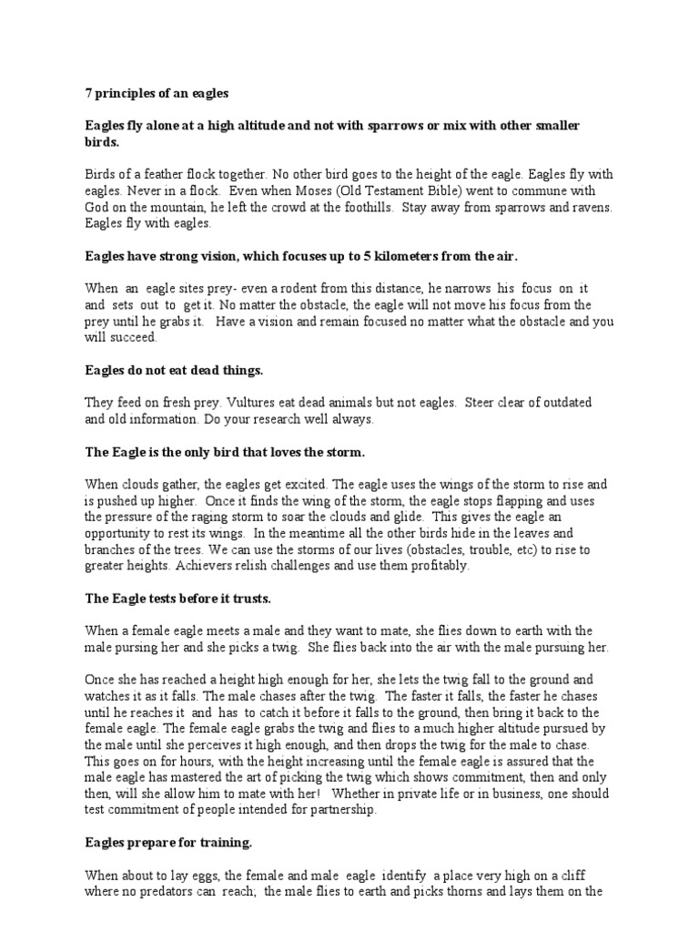 7 Principles of An Eagles | PDF | Eagle | Birds