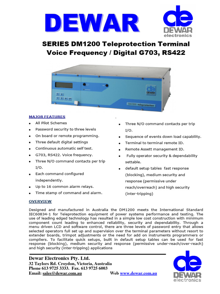 dm1200 Data Brochure | PDF | Power Supply | Relay