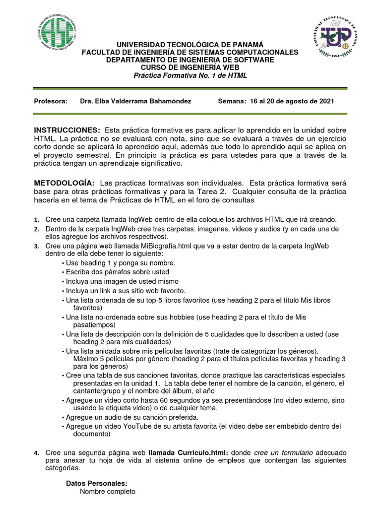 Práctica Formativa de HTML | PDF | HTML | Informática