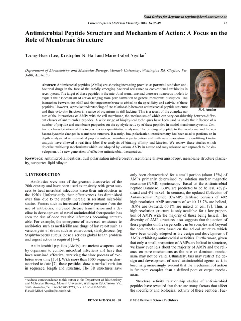 Antimicrobial Peptide Structure and Mech | PDF | Cell Membrane | Lipid ...