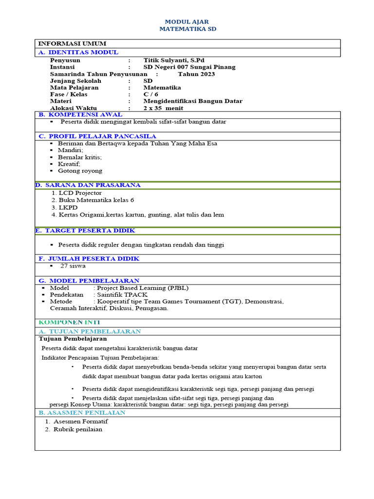 Modul Ajar Titik Sulyanti | PDF