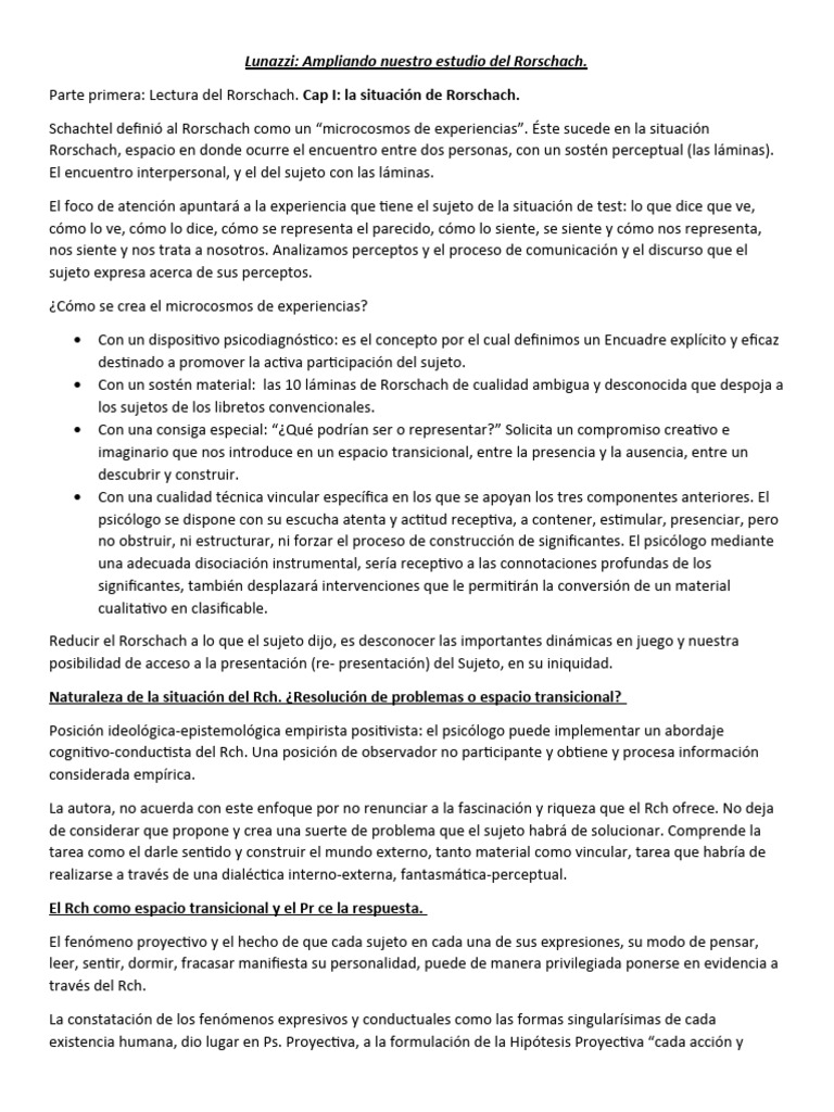 Rorscharch Resumen | PDF | Percepción | Las emociones