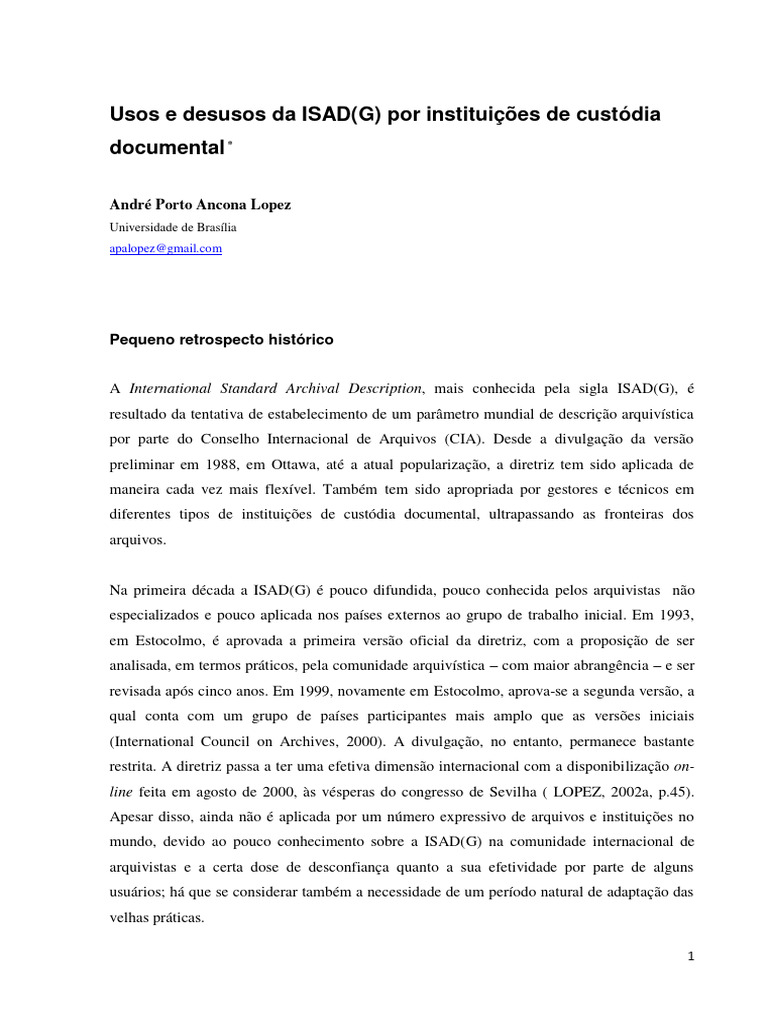 ISAD(G): Desafios e Adaptações Globais | PDF | Museu