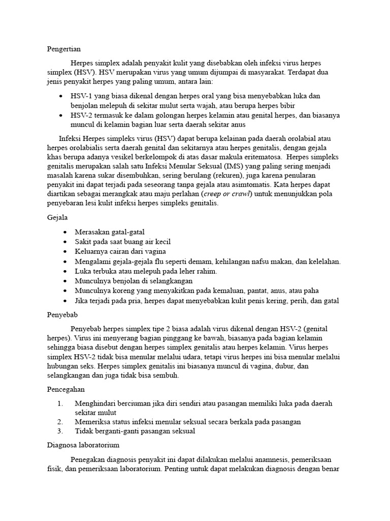 Virus Herpes Simpleks Tipe1 Dan Tipe 2 | PDF