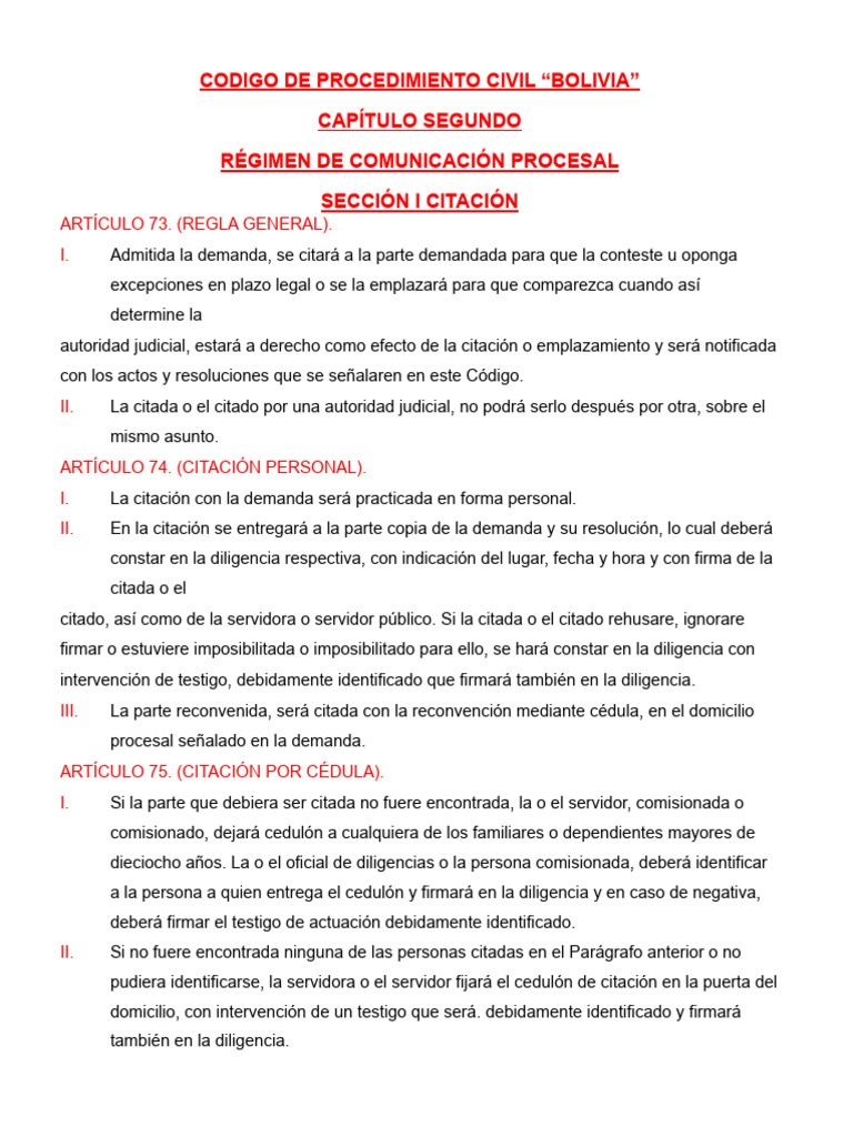 Código de Procedimiento Civil - Ley 025 - Ley INRA | PDF | Demanda ...