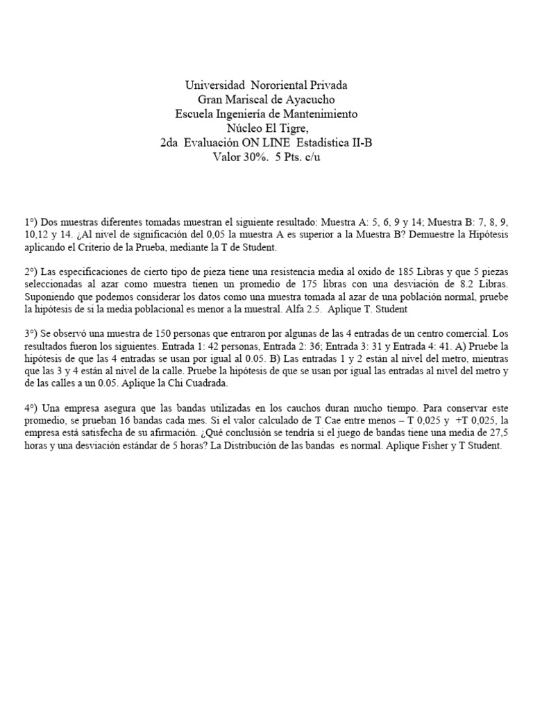 2da Eval Online Estadistica Ii-B | PDF | Tecnología | Métodos y materiales de enseñanza