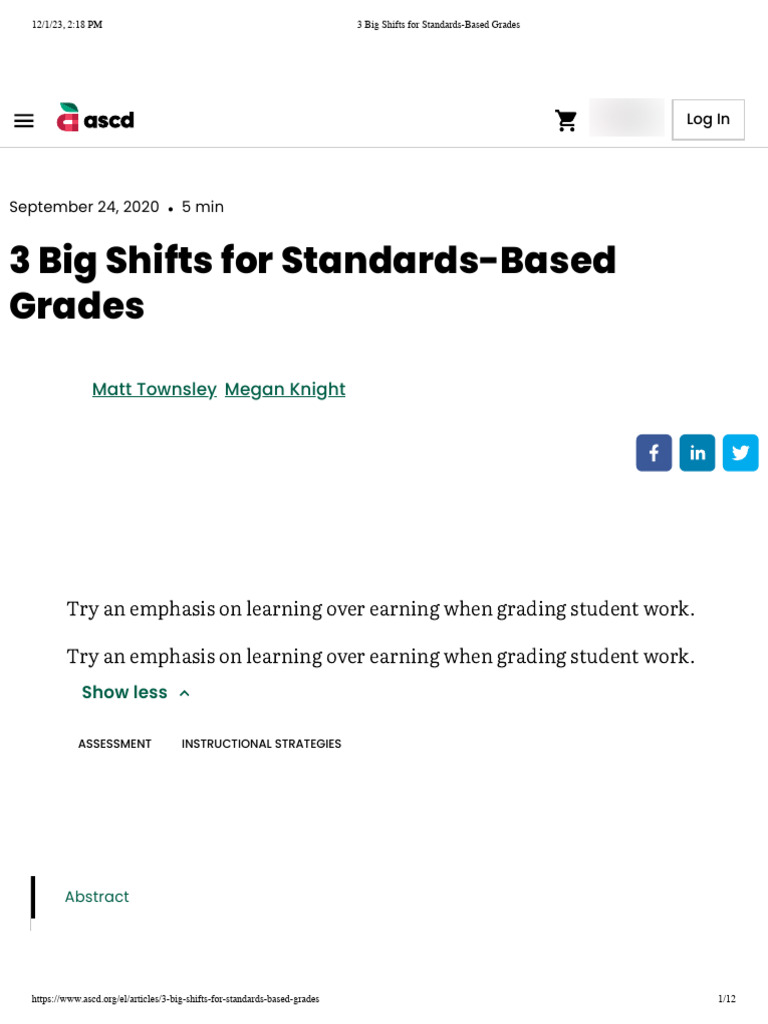 Standards-Based Grading Shifts | PDF | Teachers | Homework