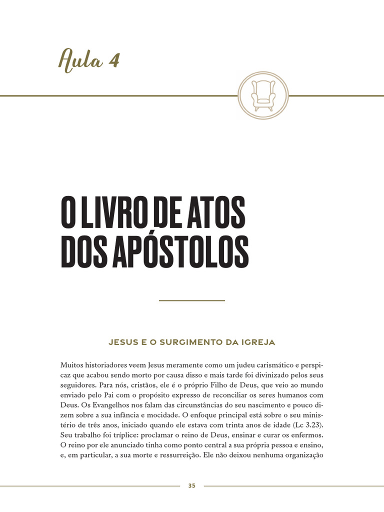 Aula 4 - Historia Da Igreja I | PDF | Apóstolo Paulo | Atos dos apóstolos