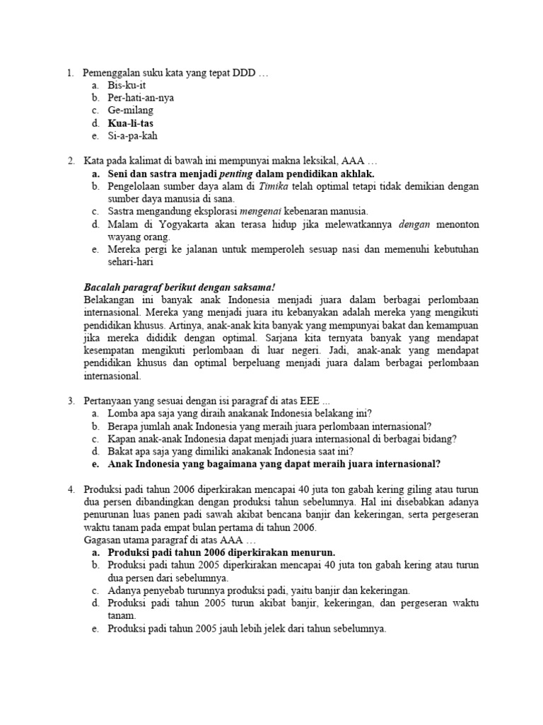 40 Soal BIND | PDF | Ilmu Sosial