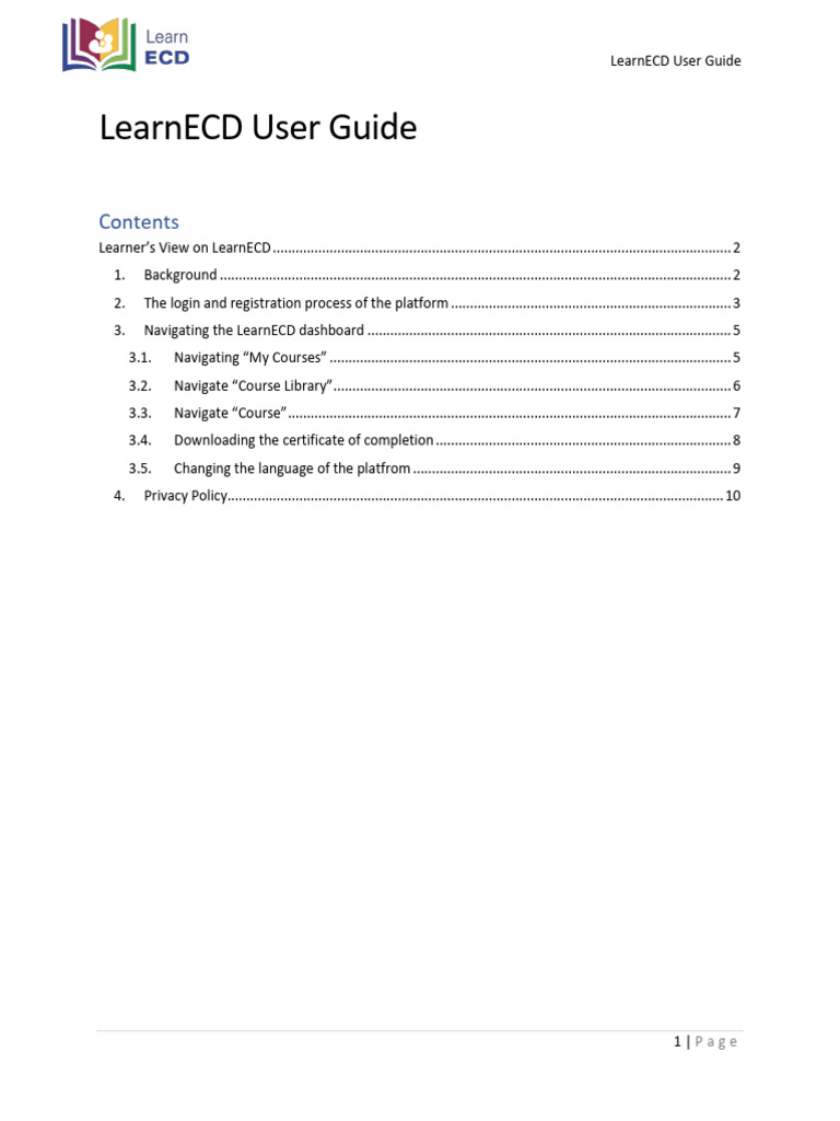 LearnECD User Guide for Learners | PDF | Educational Technology | Learning