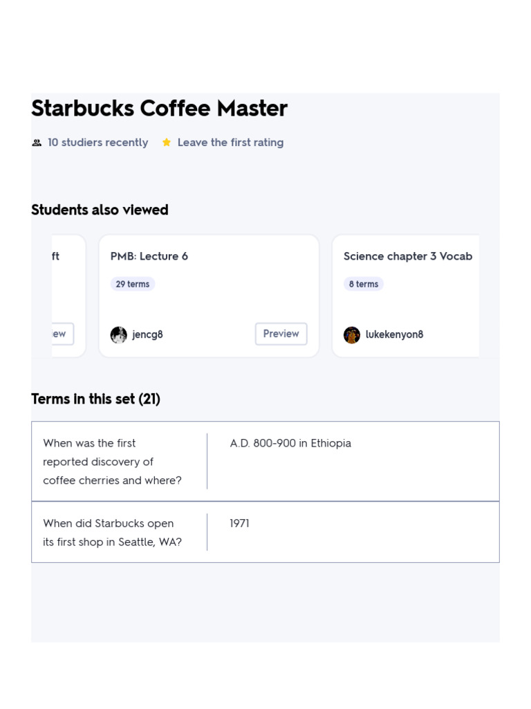 Starbucks Coffee Master Training Guide | PDF | Agriculture | Coffee