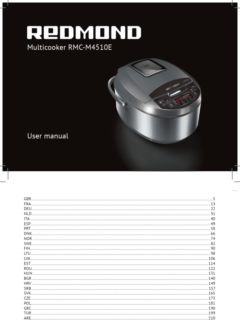 Redmond RMC-M4510E-UM-2 | PDF | Ac Power Plugs And Sockets | Cooking