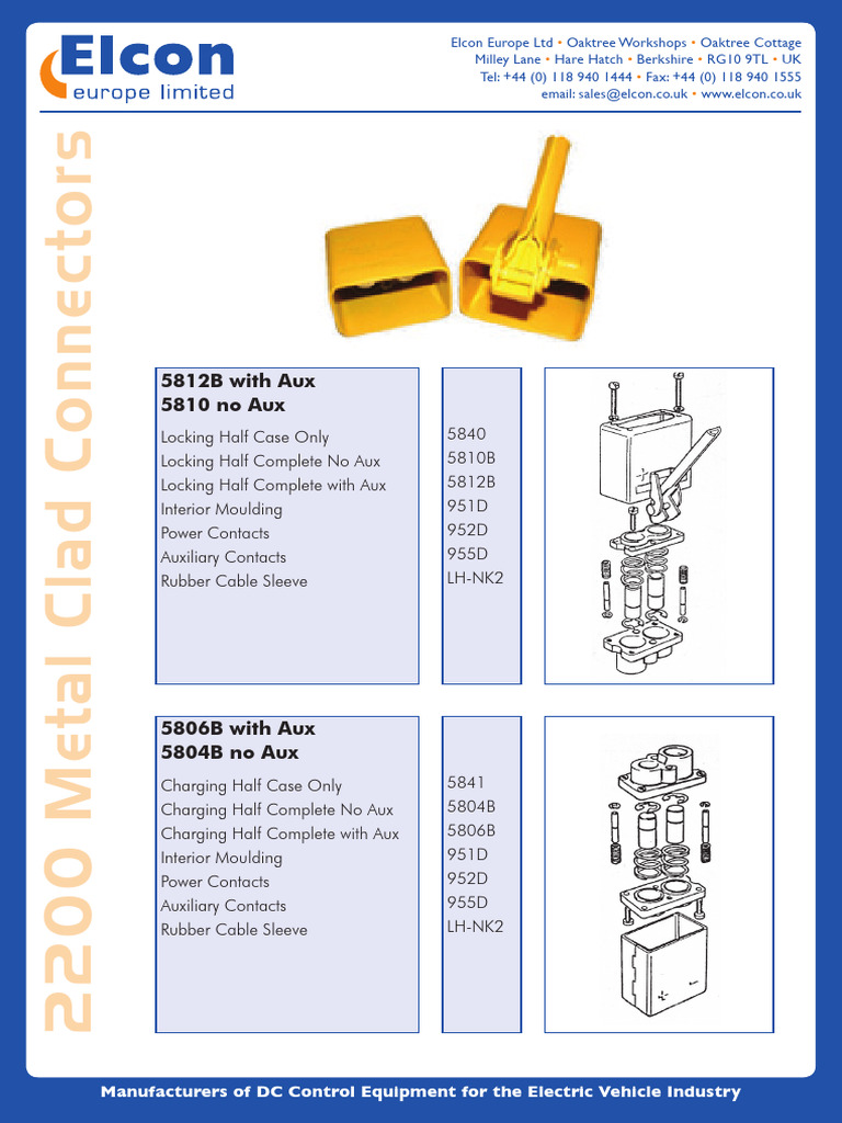 Elcon 2200 Metal Clad Connectors Data Sheet | PDF | Vehicles | Manufactured Goods