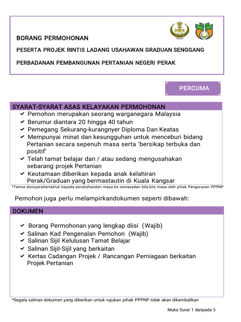 Borang Permohonan Graduan Senggang | PDF