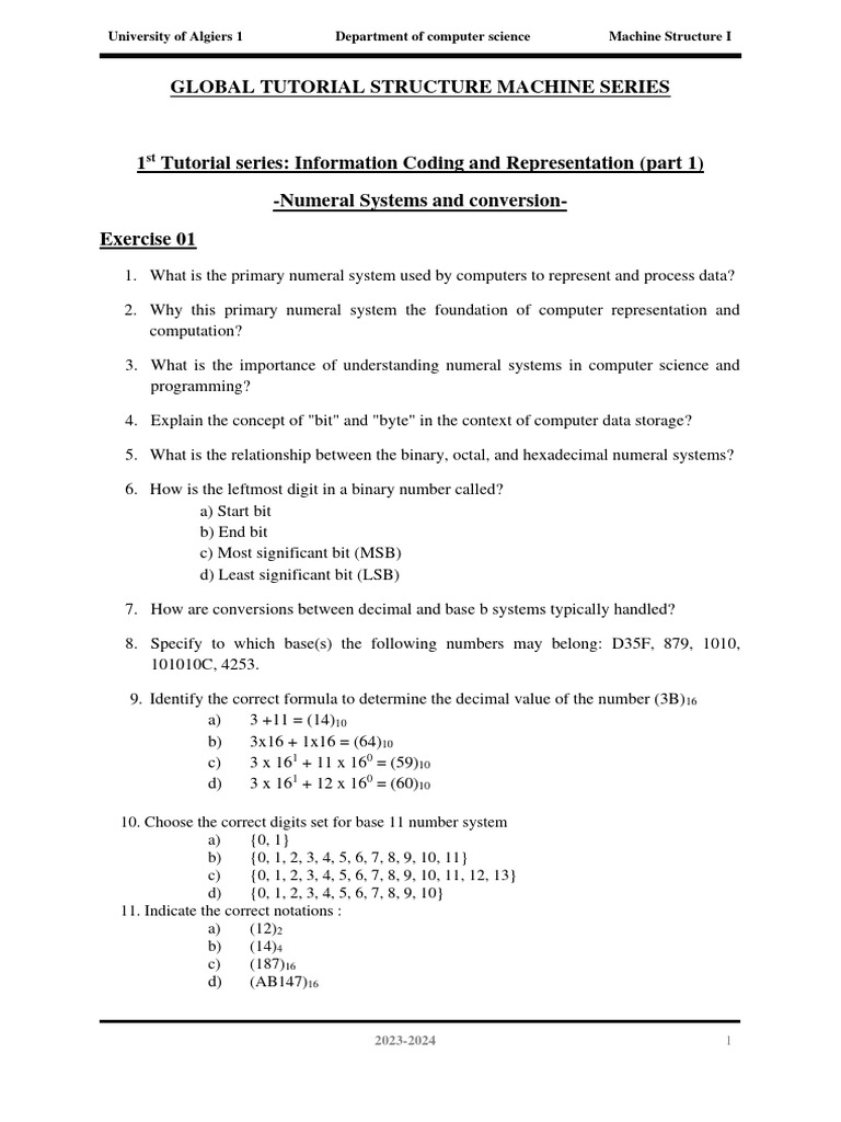 TD Serie Global | PDF | Binary Coded Decimal | Computer Science