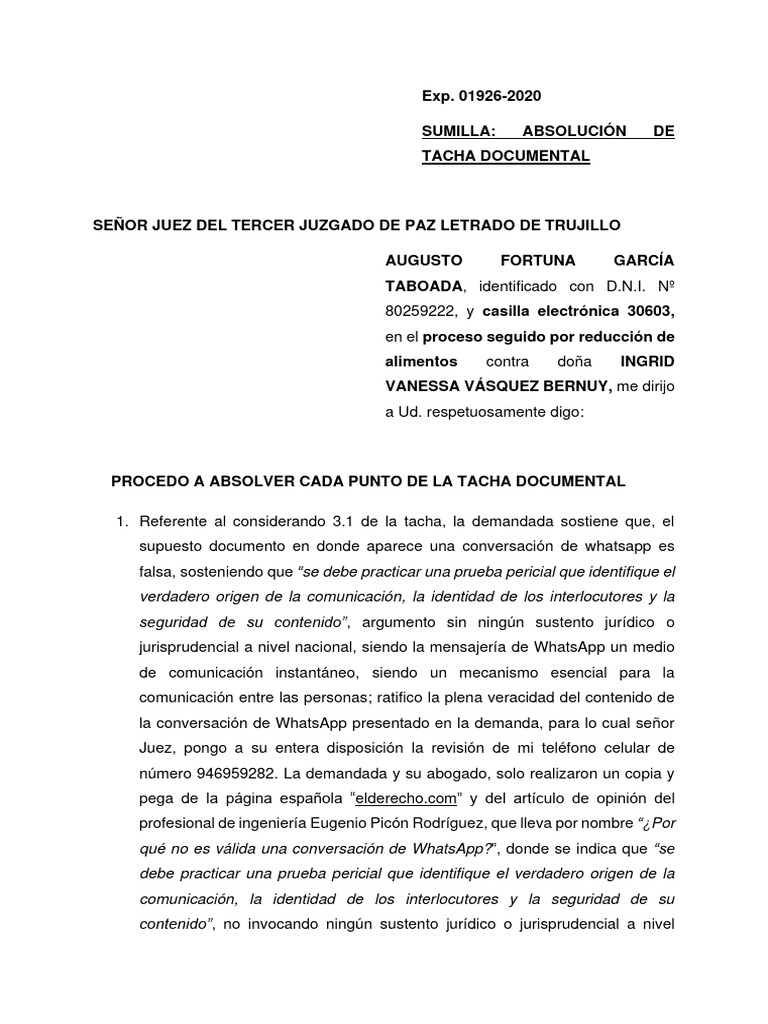 Absolucion de Tacha Documental | PDF | Gobierno | Justicia