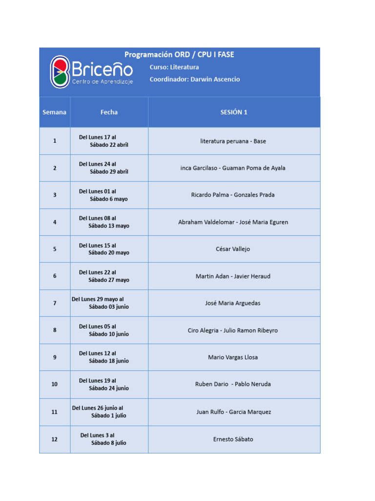 LITERATURA - DARWIN ASCENCIO - XLSX - PROGRAMACIÓN | PDF