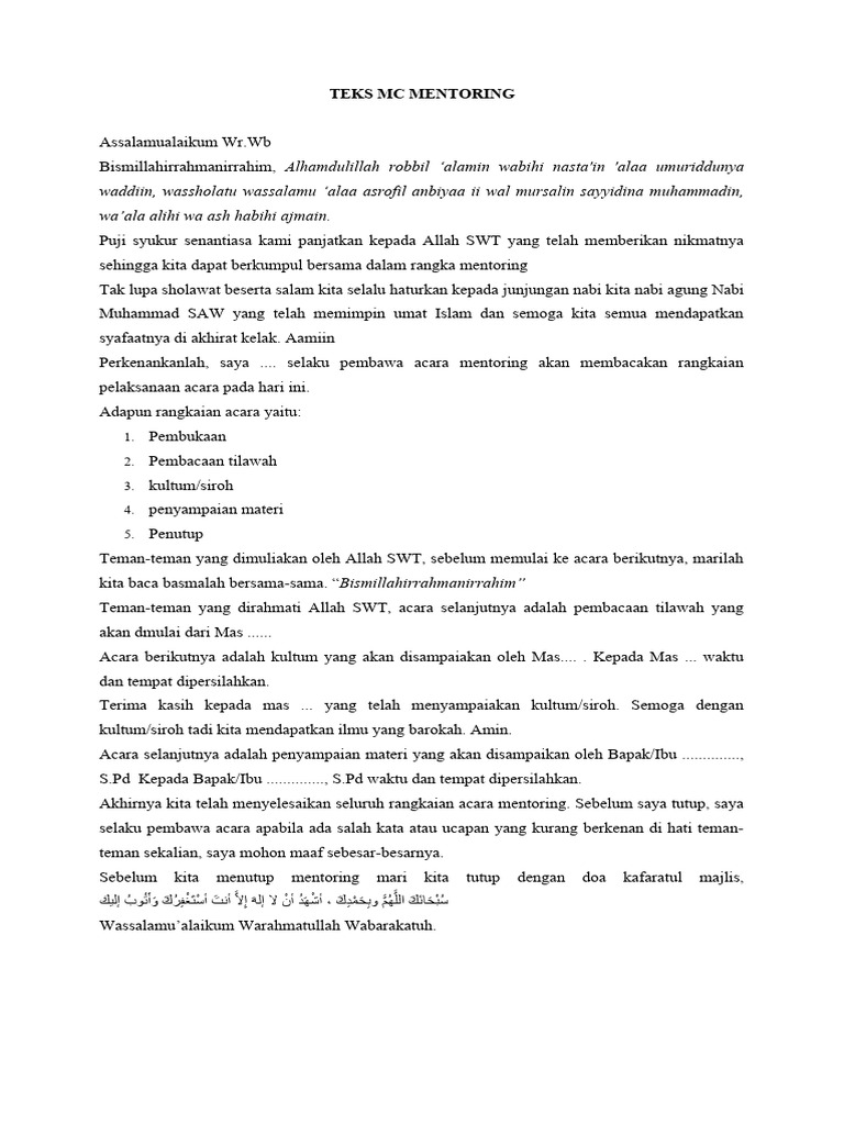 Teks MC Sederhana | PDF