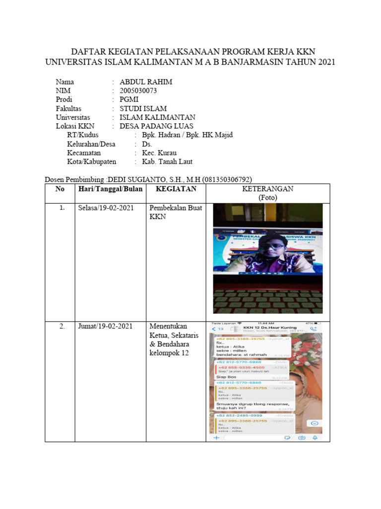 Contoh Logbook KKN | PDF