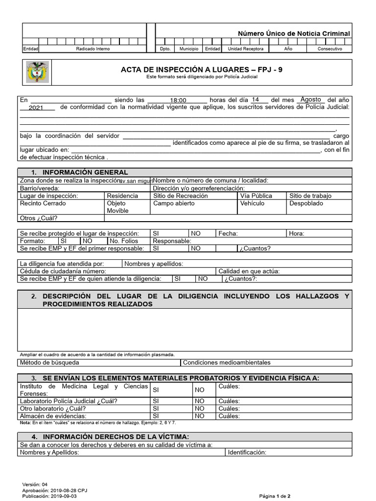 FPJ-9-Acta-de-Inspección-a-Lugares | PDF | Justicia | Crimen y violencia
