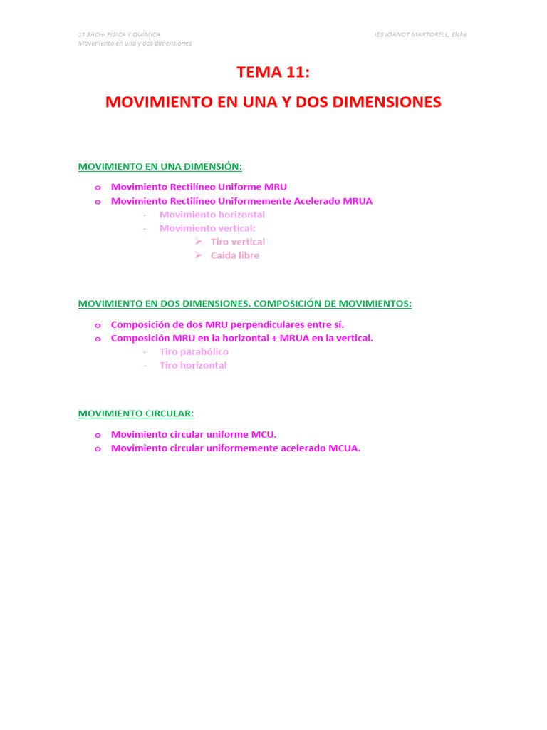 TEMA 11 Física: El Mov en 2 Dimensiones | Descargar gratis PDF ...