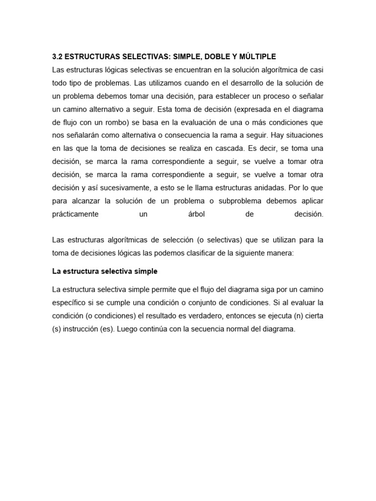 Estructuras Selectivas: Simple y Doble | PDF | Toma de decisiones ...