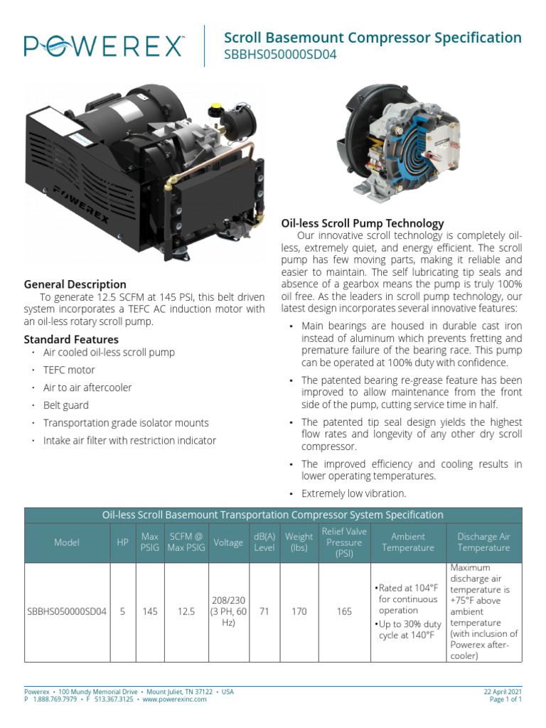 Powerex Scroll | PDF | Pump | Bearing (Mechanical)