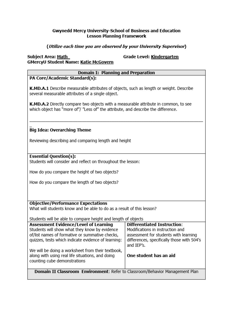Lesson Plan 1 Stu Teach | PDF | Educational Assessment | Learning