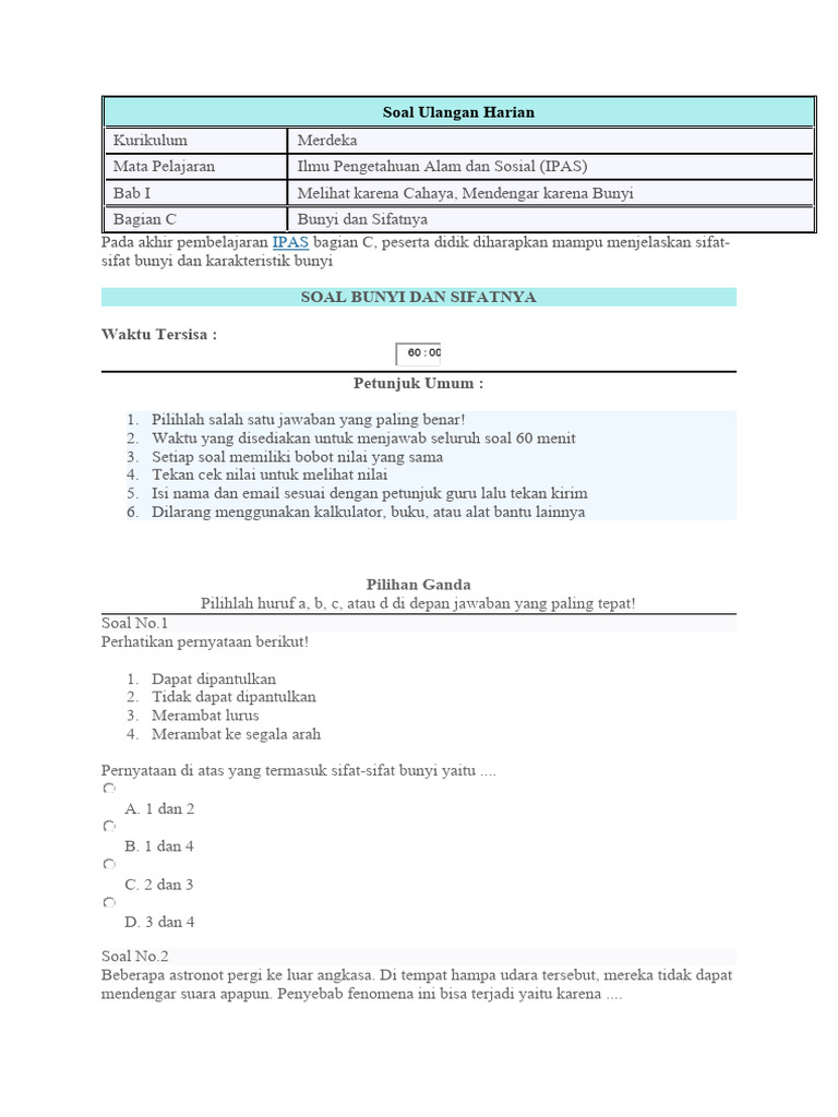 Soal Ulangan Harian | PDF