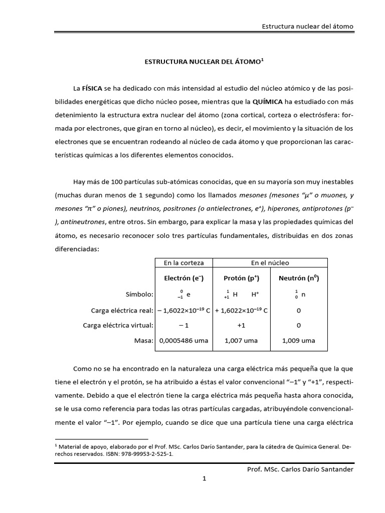 Estructura Nuclear Del Átomo | PDF | Isótopo | Átomos