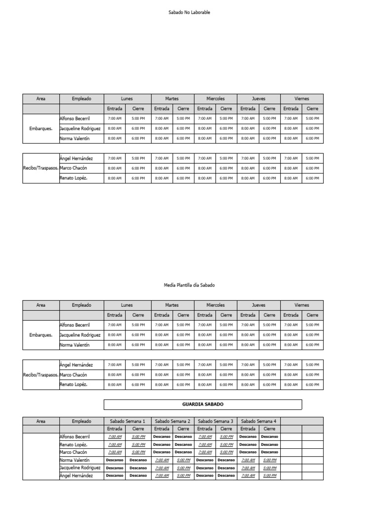 Ejemplo de Horarios | PDF