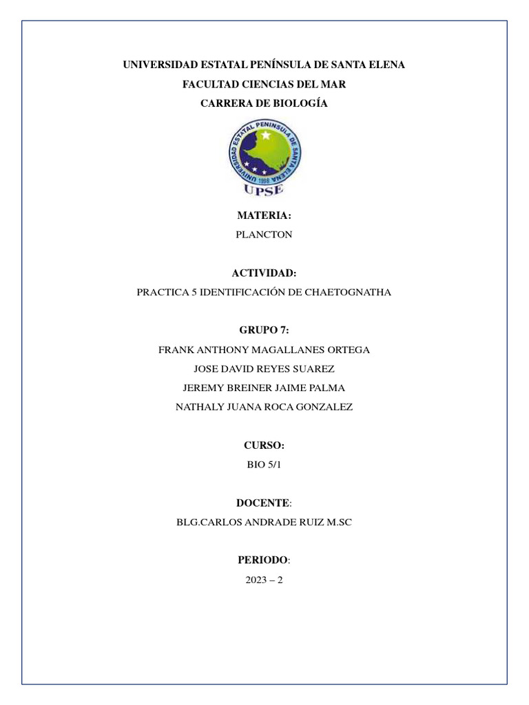Practica 5 Quetognato-Plancton | PDF | Boca | Biología