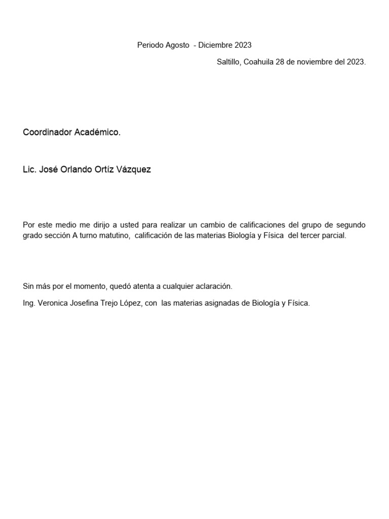 Oficio de Cambio de Calificación | PDF Oficio de Cambio de Calificación | PDF