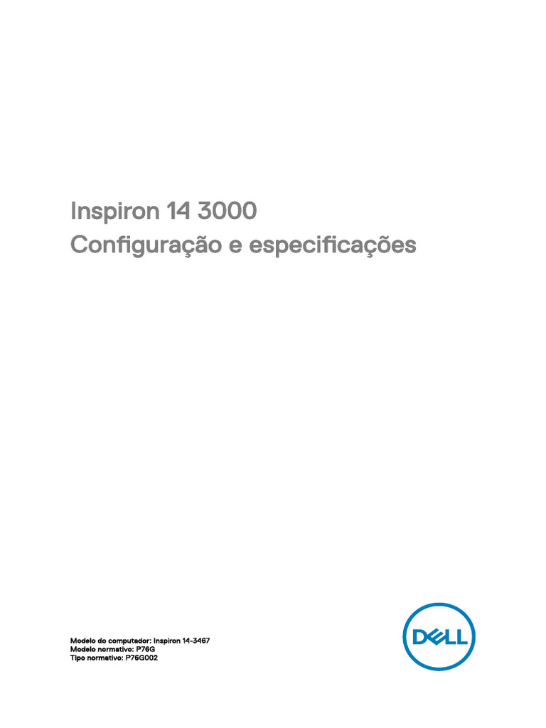 Inspiron 14 3467 Laptop - Reference Guide - PT BR | PDF | USB | Rede de ...