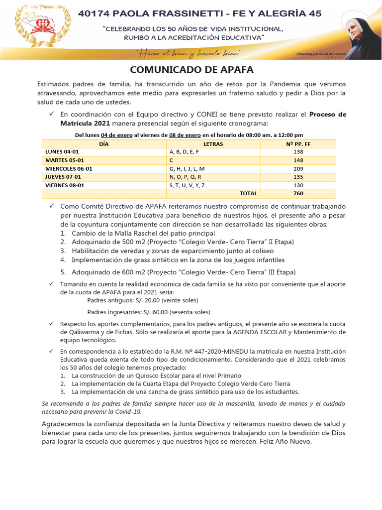 Comunicado Apafa | PDF