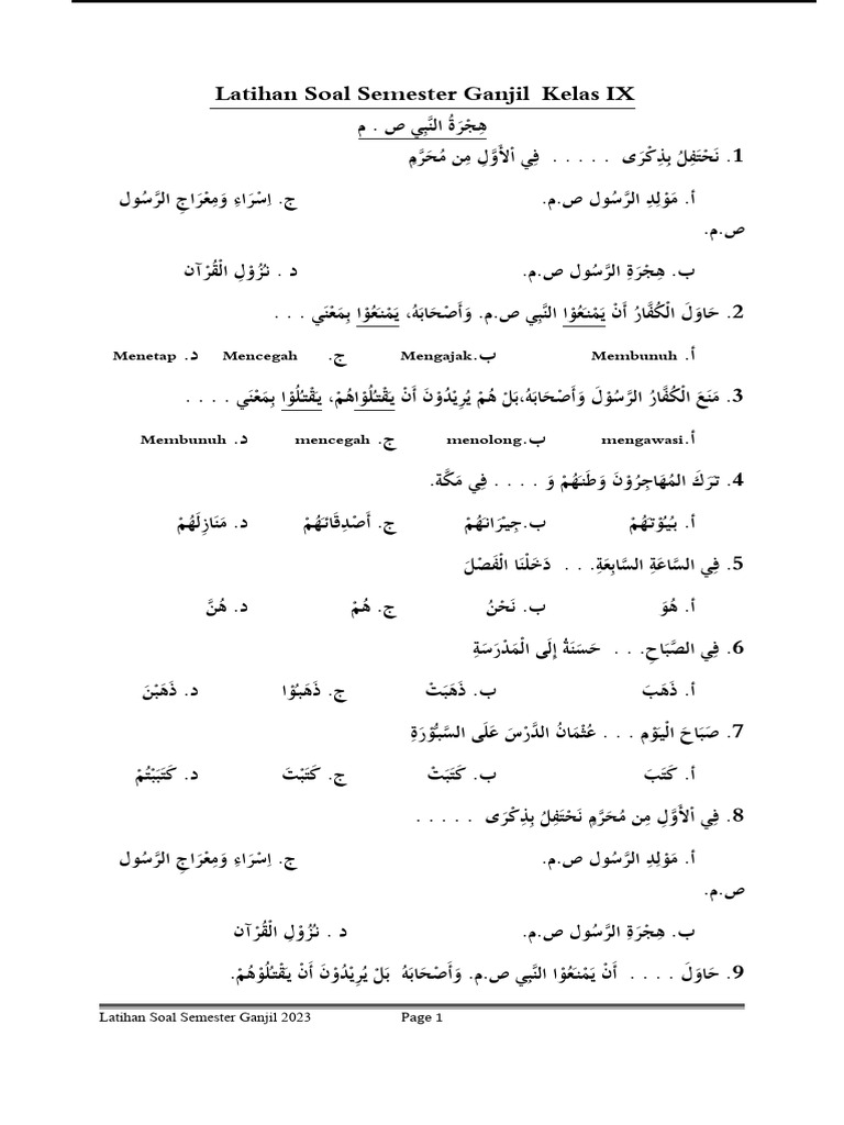 Latihan Soal Semester Ganjil 2023 | PDF